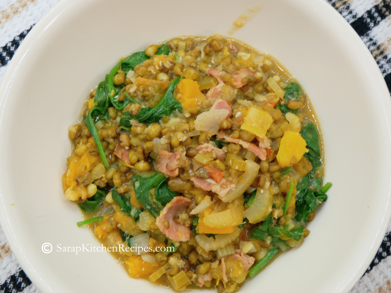 Mung Beans with Celery and Bacon